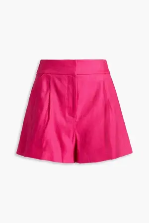 Veronica Beard Velia Pleated Cotton-blend Shorts