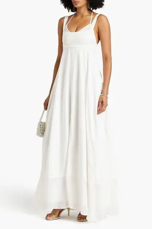 Simkhai Darina Tulle And Satin-trimmed Jersey Gown