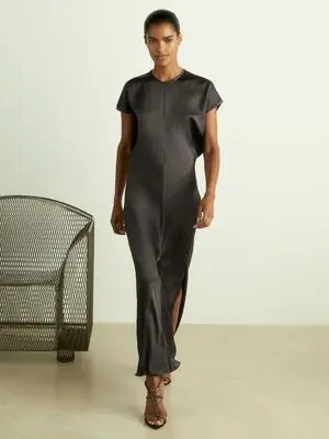 REISS Kora Satin Midi Dress