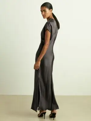 REISS Kora Satin Midi Dress