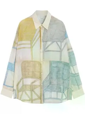 LEMAIRE Relaxed Fit Geometric Print Shirt - Yellow