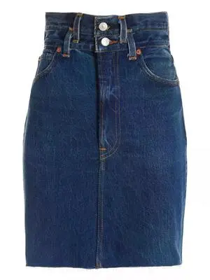 RE/DONE High-waisted Denim Skirt - Blue