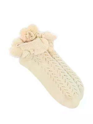 Valentino Garavani Cotton Pompom Socks - Neutrals