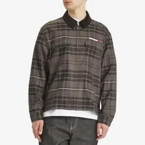 AWAKE NY Plaid Flannel Zip Overshirt