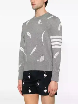 Thom Browne Feather-intarsia Cotton Sweater