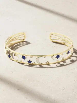 L’ATELIER NAWBAR Starry Diamond And Enamel Bangle - Gold
