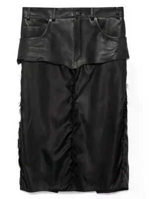 Balenciaga Leather-panel Midi Skirt