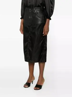 Balenciaga Leather-panel Midi Skirt
