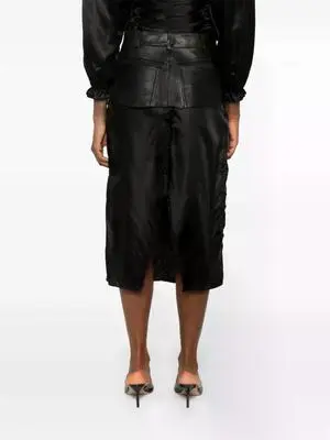 Balenciaga Leather-panel Midi Skirt