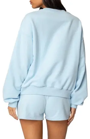 EDIKTED Super Oversize Crewneck Sweatshirt - Light-blue