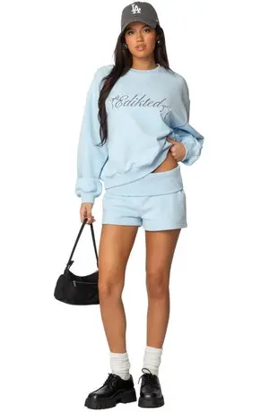 EDIKTED Super Oversize Crewneck Sweatshirt - Light-blue