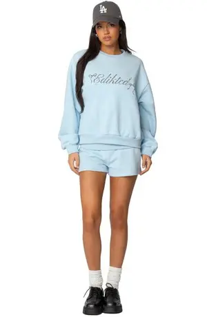 EDIKTED Super Oversize Crewneck Sweatshirt - Light-blue