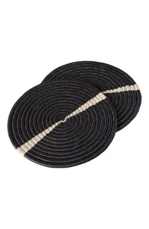 INDEGO AFRICA Natural & Black Split Raffia Placemat
