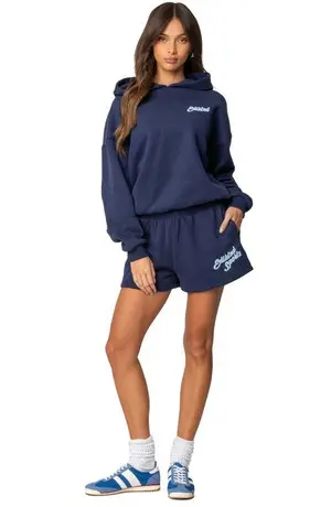 EDIKTED Fleece Shorts - Navy