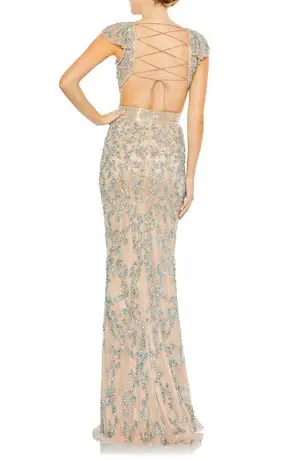 Mac Duggal Hand-embellished Gown With Open Back