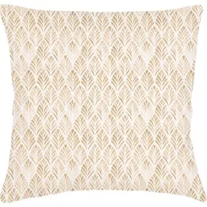 Anaya Geo Palm Velvet Pillow With Down Alternative Insert - Beige
