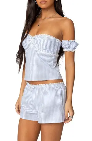 EDIKTED Taryn Stripe Off The Shoulder Top