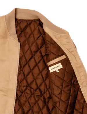 DAPPER BOI Microfiber Suede Bomber Jacket - Beige