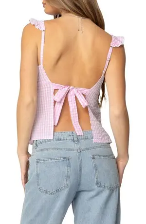 EDIKTED Jenson Backless Gingham Tank