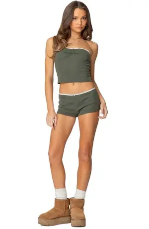 EDIKTED Georgina Waffle Knit Tube Top