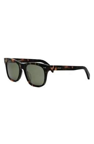 Celine Triomphe 54mm Square Sunglasses - Dark Havana / Green