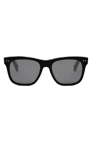 Celine Triomphe 54mm Square Sunglasses - Shiny Black / Smoke