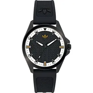 Adidas Ao Fashion Iconic One Stainless Steel Silicone Strap Watch - Black