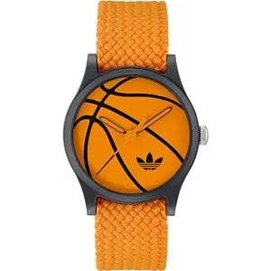 Adidas Ao Style Basketball Dial Webbing Strap Watch - Orange