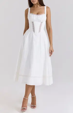 House Of Cb Kim Midi Sundress - Cloud Dancer
