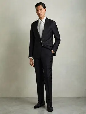 REISS Oscar Slim-fit Wool-blend Suit Trousers - Navy