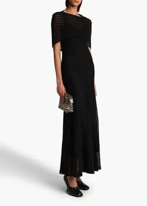 Khaite Thora Knit Dress With Cape Overlay