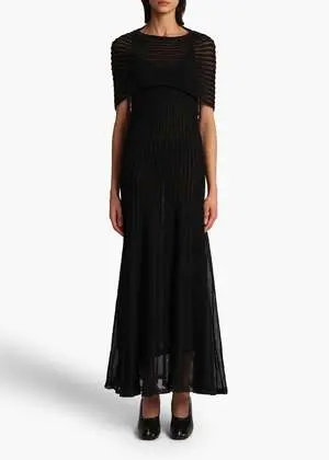 Khaite Thora Knit Dress With Cape Overlay