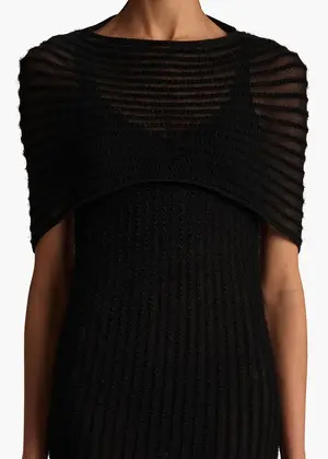 Khaite Thora Knit Dress With Cape Overlay