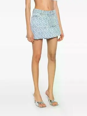 Gcds Monogram Denim Mini Skirt