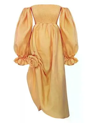 Sleeper Atlanta Off-the-shoulder Smocked Dress - Orange