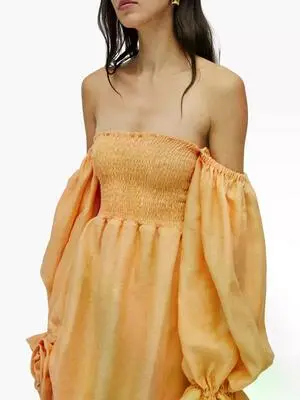 Sleeper Atlanta Off-the-shoulder Smocked Dress - Orange