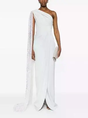RHEA COSTA Sequin-embellished One-shoulder Gown