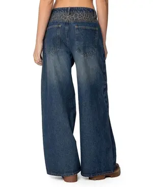 EDIKTED Gwen Leopard Detail Jeans