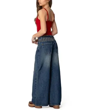 EDIKTED Gwen Leopard Detail Jeans