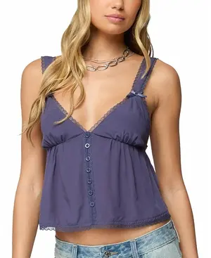 EDIKTED Andea Babydoll Tank Top - Navy
