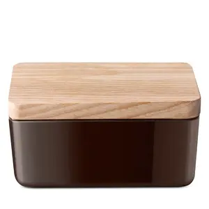 LSA Collective Porcelain And Ash Wood Butter Dish - Brown
