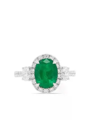 HYT JEWELRY Platinum, Diamond, And Emerald Ring - Silver