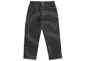 Supreme S Logo Rigid Baggy Jean - Black