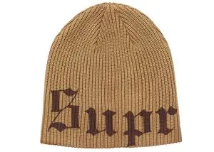 Supreme Old English Printed Beanie - Brown
