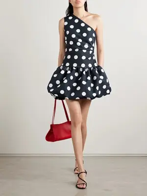 PATOU One-shoulder Polka-dot Faille Mini Dress