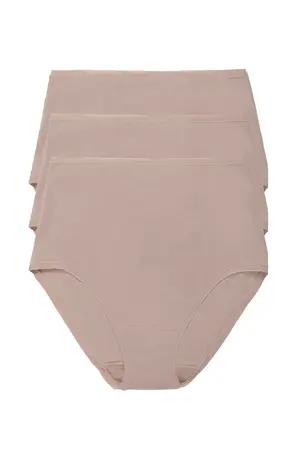 Natori Bliss Bare Cotton High Waist Brief 3-pack Cafe