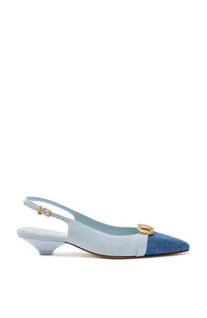 Larroude Franca Kitten Heel Slingback Pump - Blue