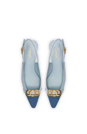 Larroude Franca Kitten Heel Slingback Pump - Blue