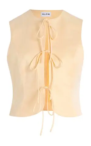ALFIE Neda Bow-detail Cotton Top - Yellow