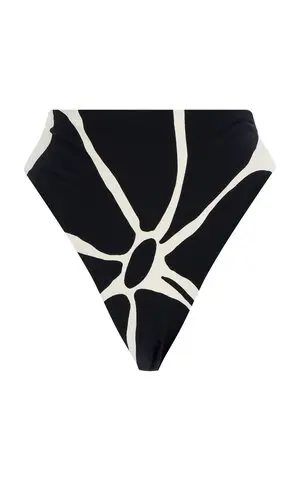 CALA DE LA CRUZ Lulu High-waisted Bikini Bottom - Black,white